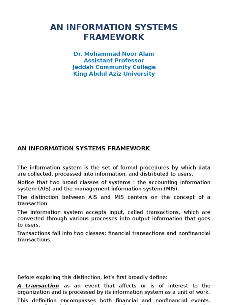 Information Systems Framework Overview | PDF | Information System ...