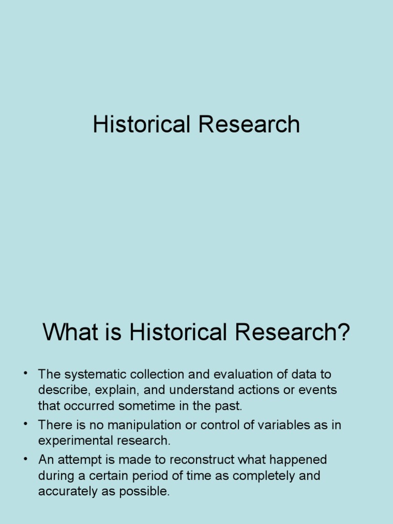Historical Research | PDF | Action Research | Teachers