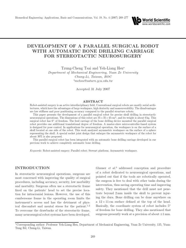 Development of A Parallel Surgical Robot With Automatic Bone Drilling ...