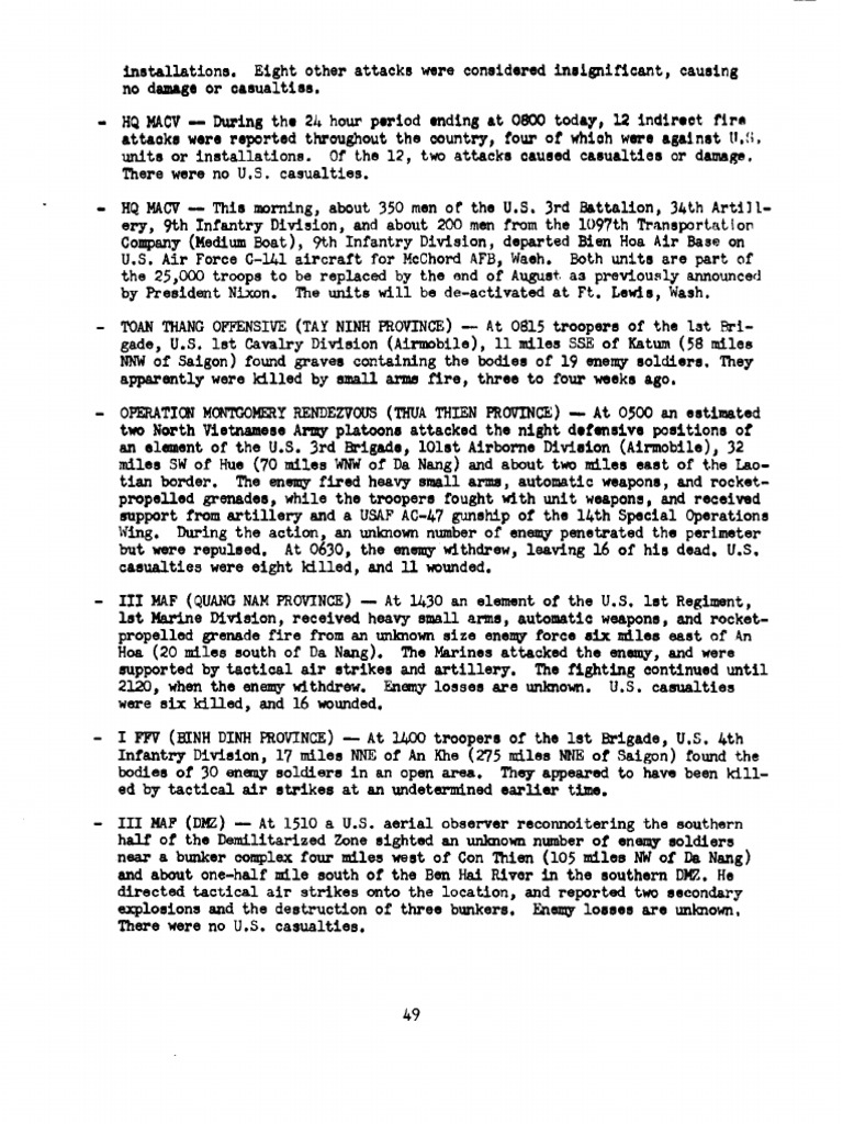 Vietnam War Report July69 | Battalion | Division (Military)