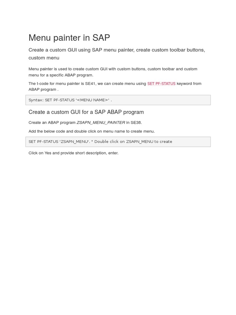 11-Menu Painter in SAP | PDF | Menu (Computing) | Software Development