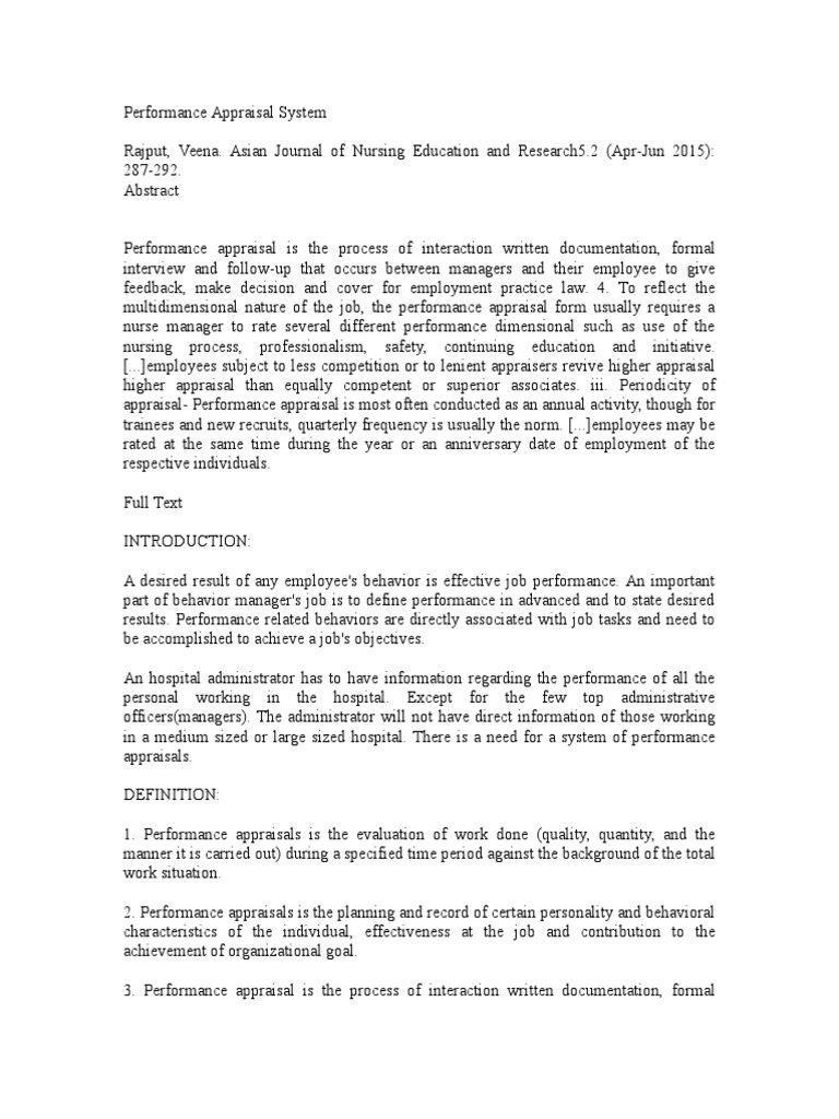 Effective Performance Appraisal Systems | PDF | Performance Appraisal ...