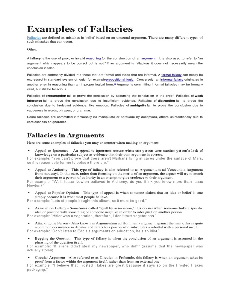 Fallacies | PDF | Fallacy | Argument