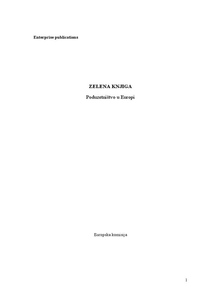 Poduzetništvo-Zelena Knjiga | PDF