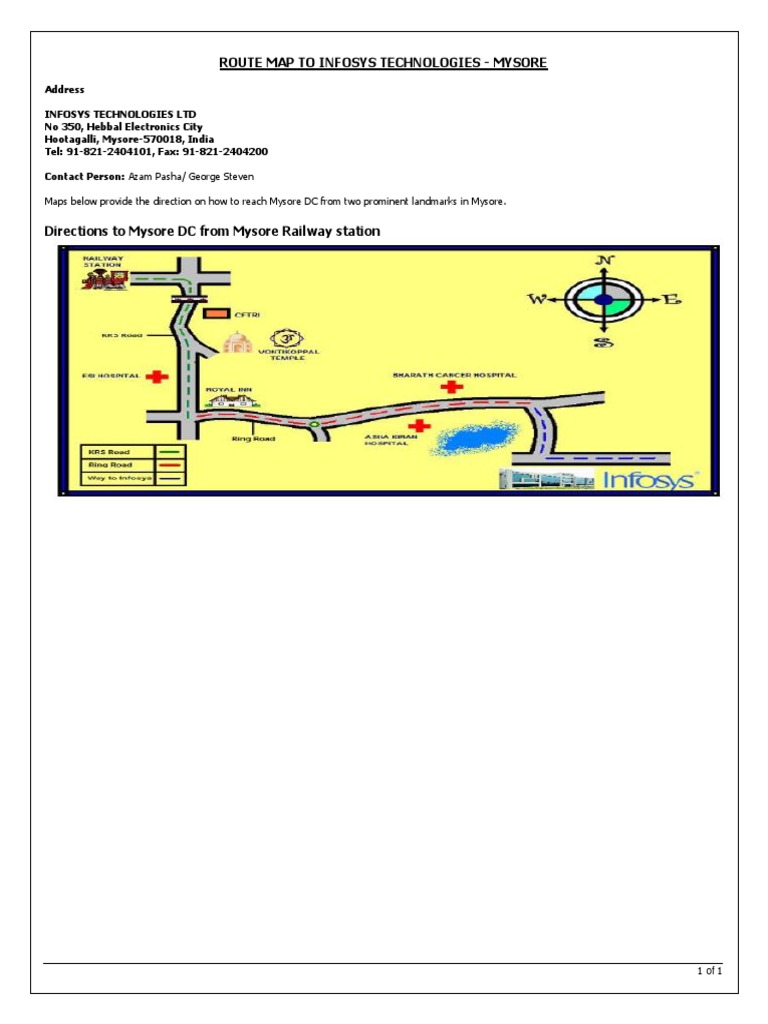 Route Map to Infosys Mysore Office | PDF