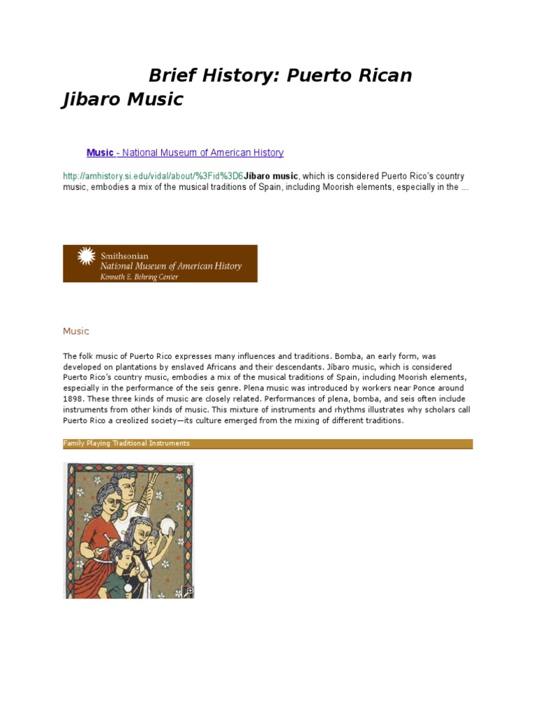 Jibaro Music History | PDF | Puerto Rico | Caribbean Music