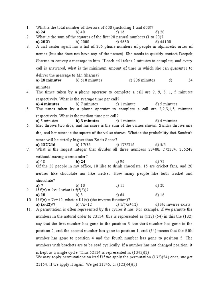 Aptitude Qns | Download Free PDF | Zero Of A Function | Weight