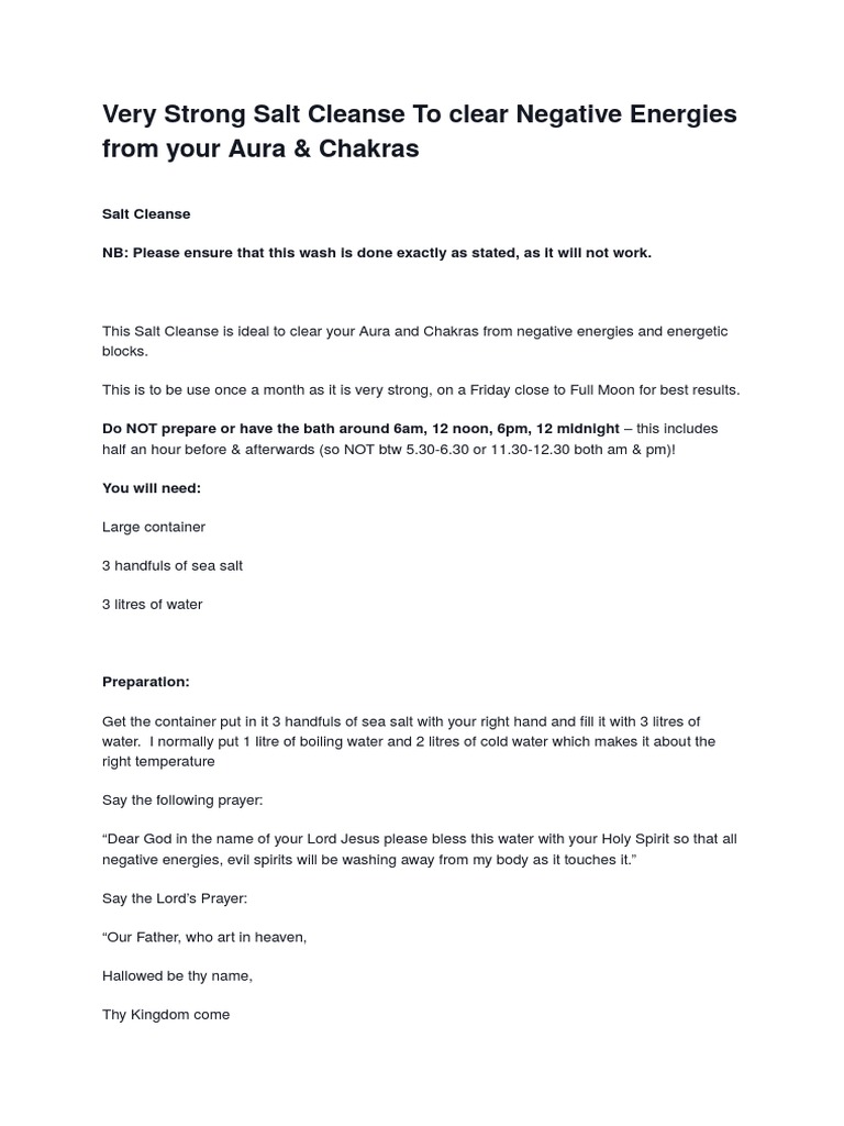 Very Strong Salt Cleanse To Clear Negative Energies From Your Aura ...