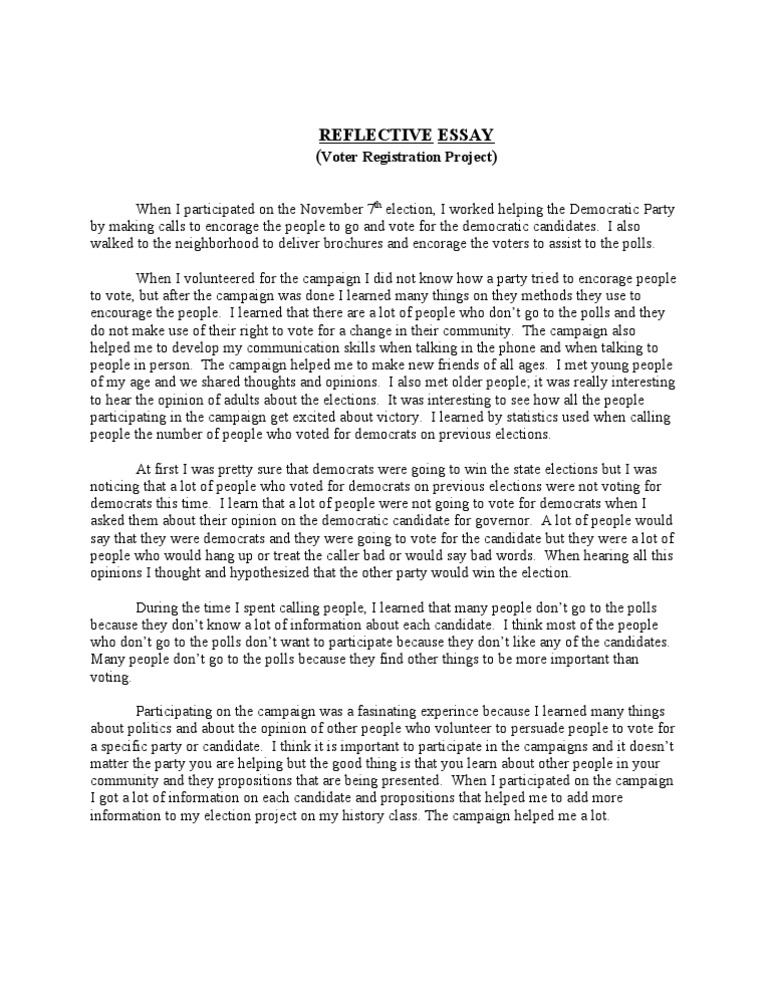 Reflective ESSAY (Voter Registration) | PDF | Voting | Opinion Poll