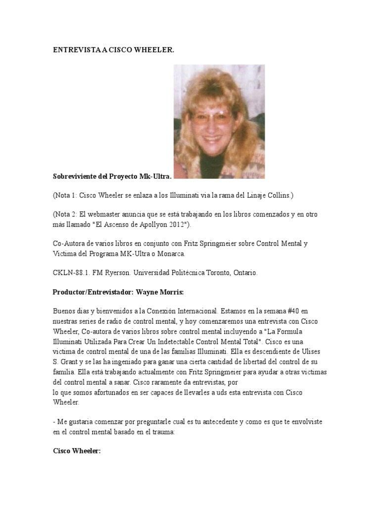 Entrevista A Cisco Wheeler | PDF | Trauma psicólogico | Illuminati