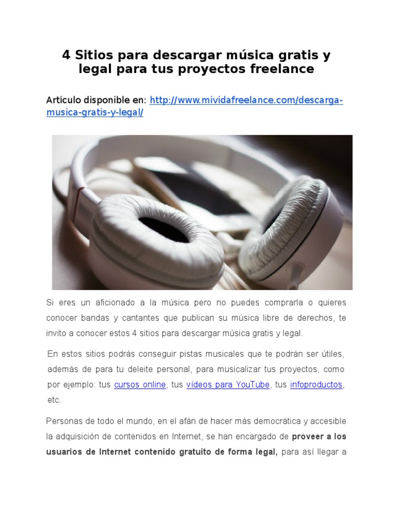 4 Sitios para Descargar Música Gratis y Legal | PDF | Youtube | Internet