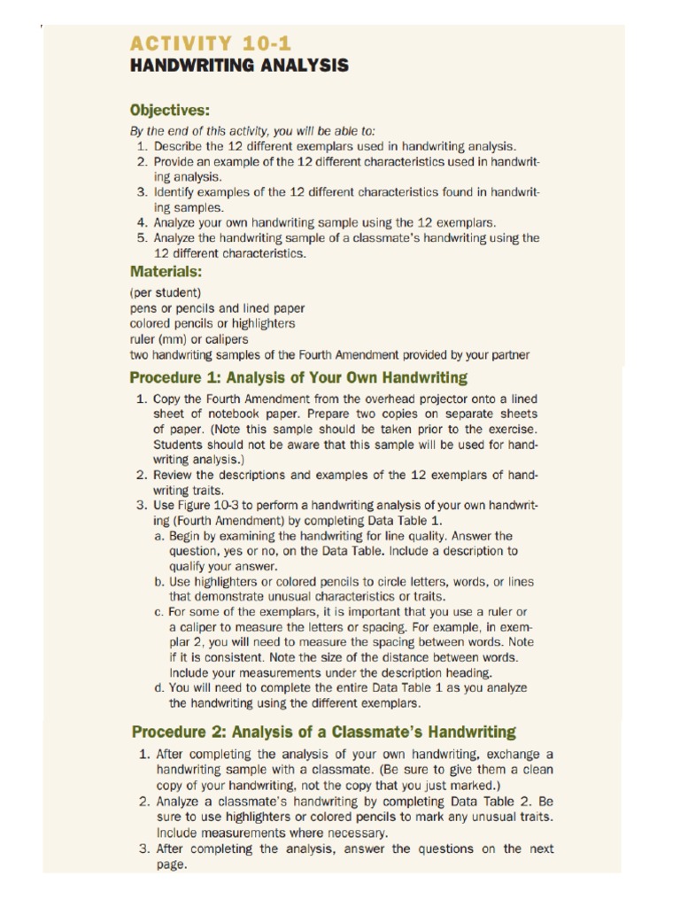 Handwriting Analysis Activity Worksheet | PDF | Career & Growth