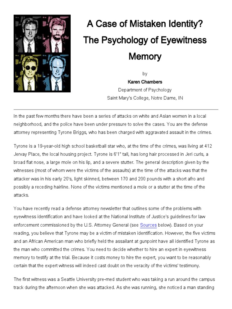 Eyewitness Memory and Mistaken Identity | PDF | Witness | Justice