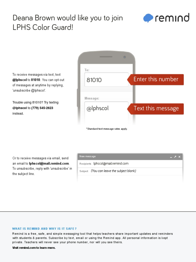 Join LPHS Color Guard via Remind | PDF | Business