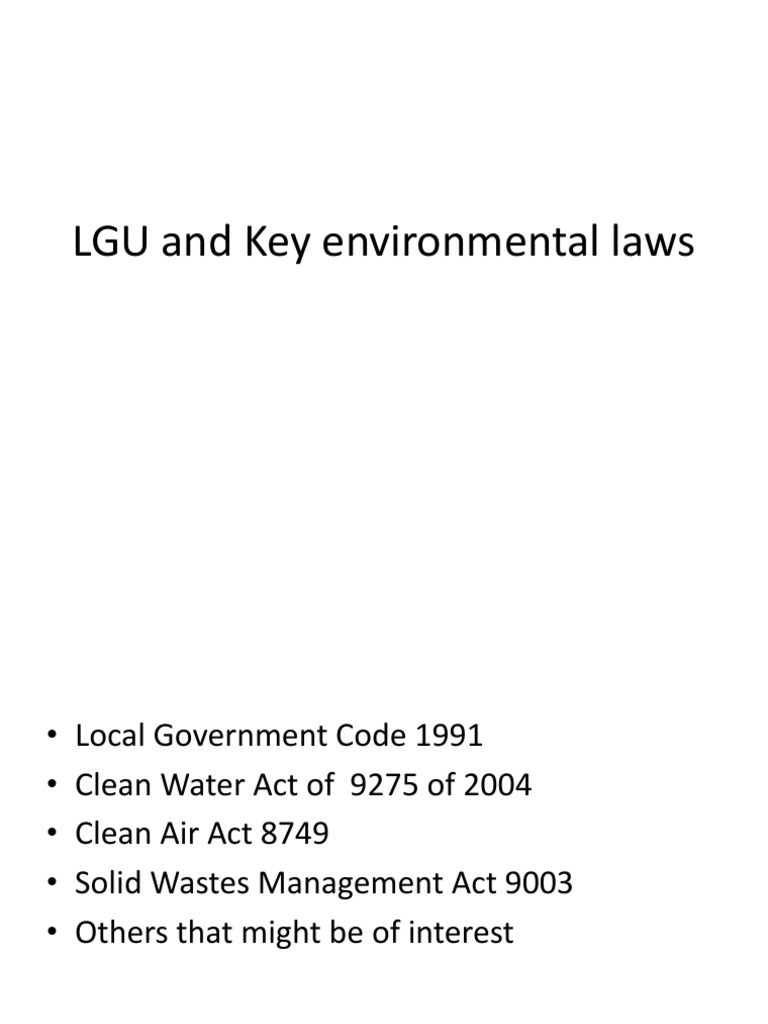 LGU and Key Environmental Laws | PDF | Waste Management | Municipal ...