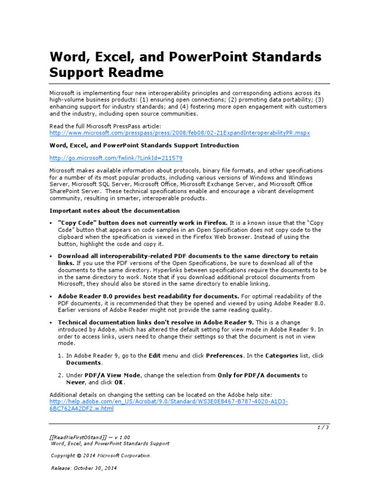 Word, Excel, and Powerpoint Standards Support Readme | PDF | Portable ...