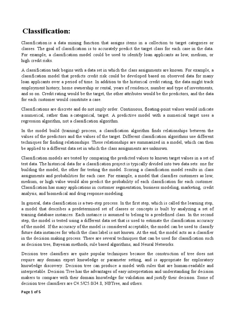 About Classificatio1 | PDF | Statistical Classification | Applied Mathematics