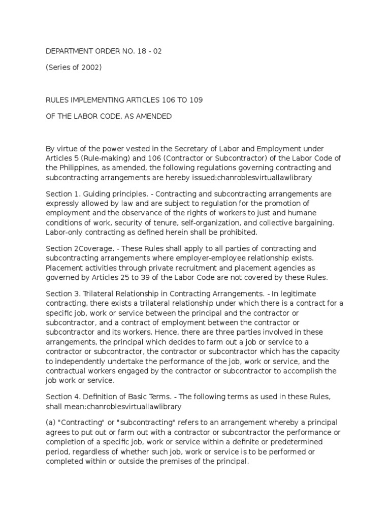 Department Order No. 18 - 02 | Download Free PDF | Independent ...