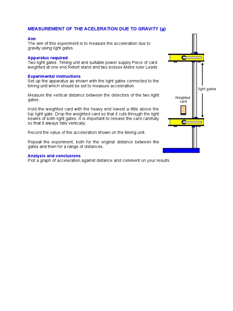 Measurement of The Aceleration Due To Gravity (G) : Light Gates | PDF
