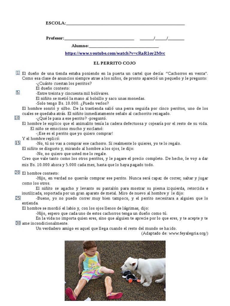 Actividad Perrito Cojo EJA | PDF | Ocio