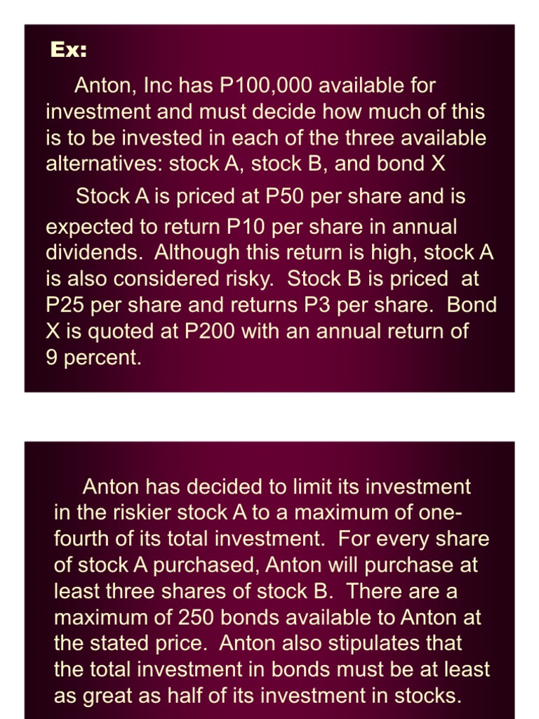 SIMPLEX Sample Problem | PDF | Bonds (Finance) | Investing