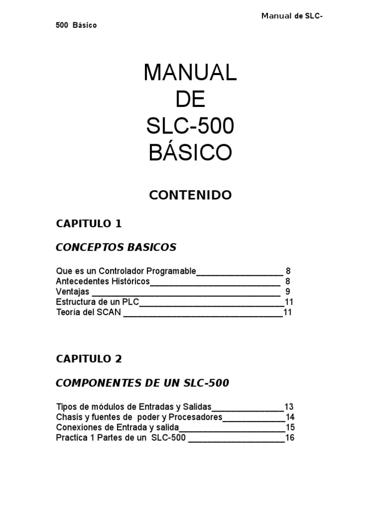 SLC-500: Manual Básico y Programación | PDF | Controlador lógico ...