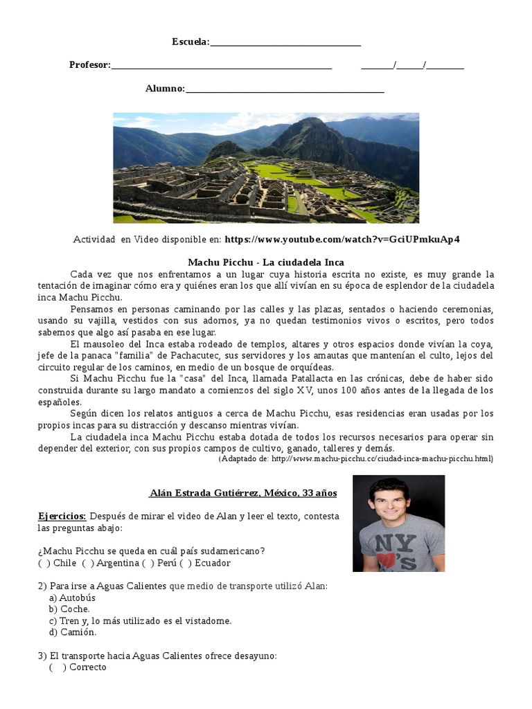 Actividad Machu Picchu | PDF