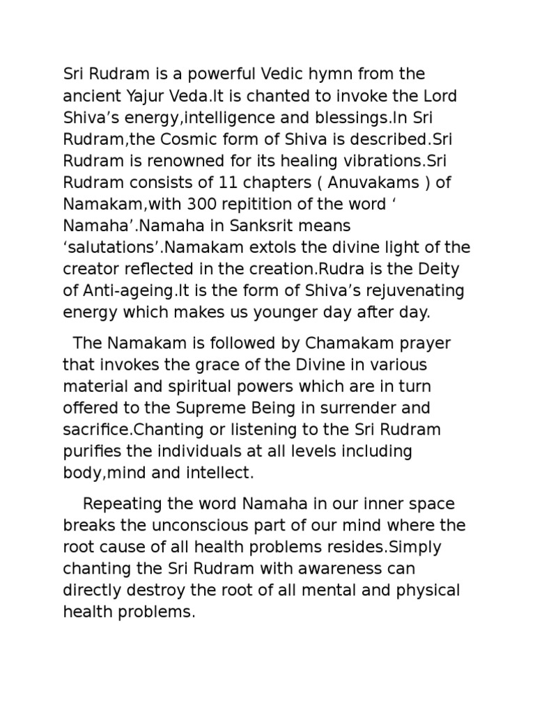Benefits and Significance of Sri Rudram | PDF | Shiva | Vedas
