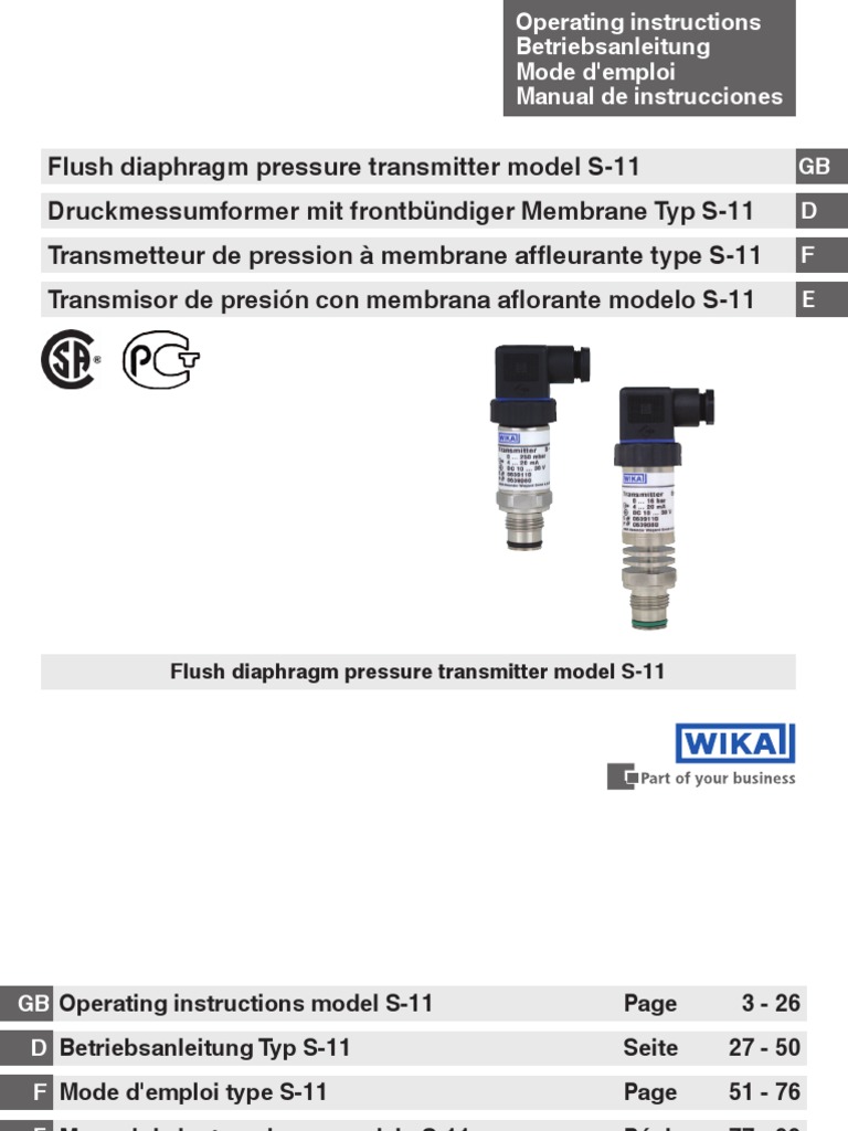 Wika Pressure Sensor | Electrical Connector | Power Supply