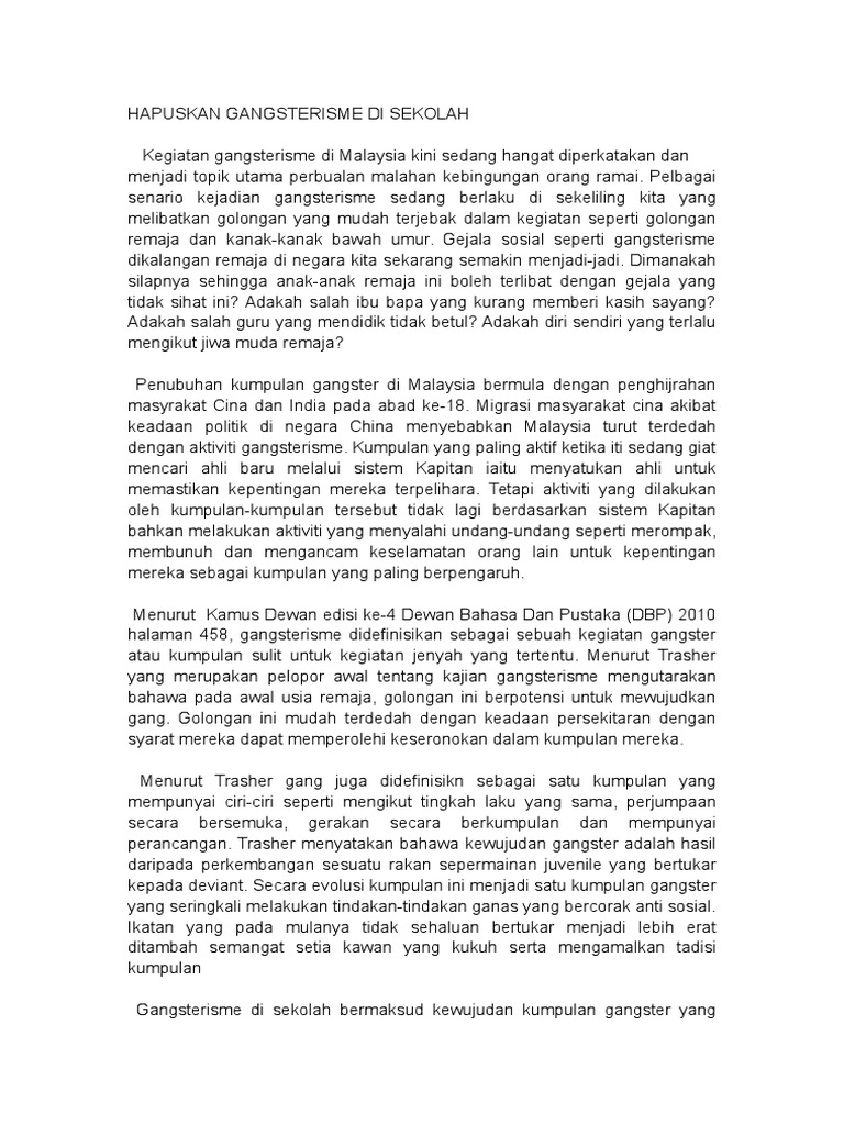 Hapuskan Gangsterisme Di Sekolah | PDF