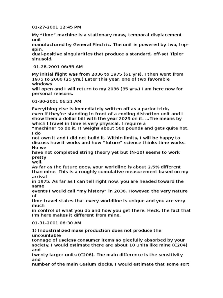 John Titor Time Machine | PDF | Black Hole | Time Travel