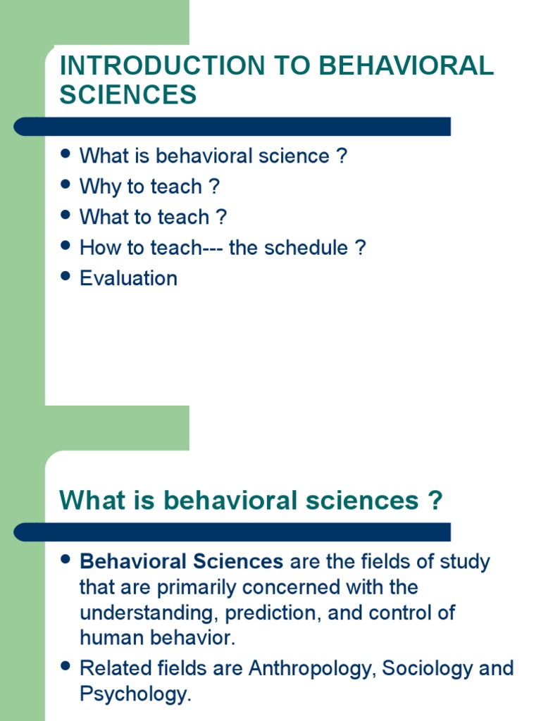 Introduction To Behavioural Science | PDF | Behavior | Psychology