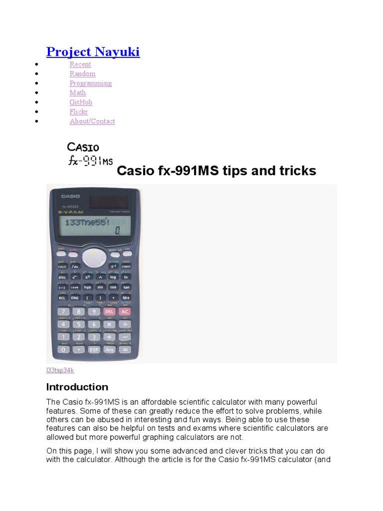 Calculator Tricks | PDF | Equations | Polynomial