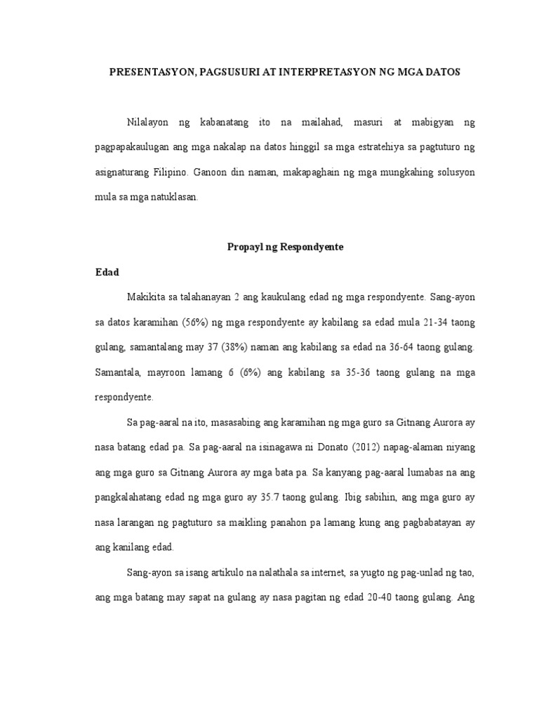 Presentasyon, Pagsusuri at Interpretasyon NG Mga Datos | PDF Presentasyon, Pagsusuri at Interpretasyon NG Mga Datos | PDF
