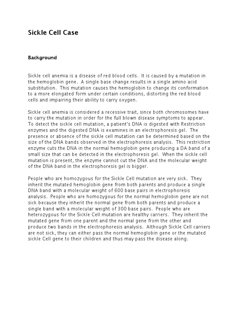 Sickle Cell Case | PDF | Sickle Cell Disease | Mutation