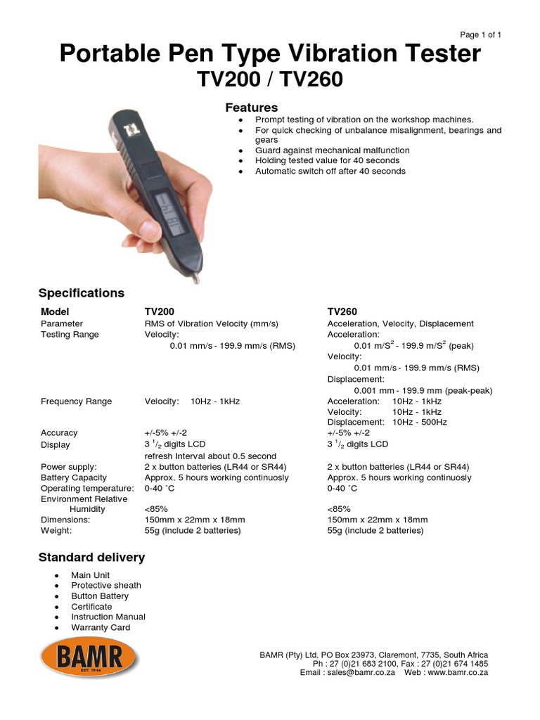 Vibration Pencil - TV200-260 Vibration Pen Data Sheet | PDF