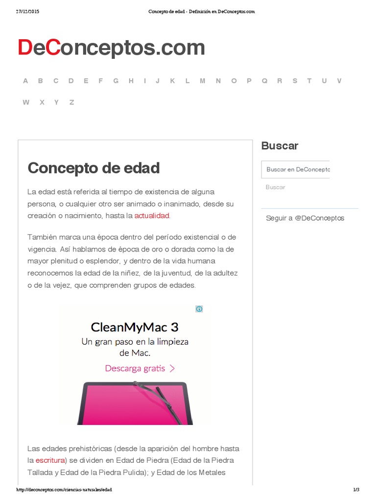 Concepto de Edad - Definición en DeConceptos | PDF | Vejez | Sicología Concepto de Edad - Definición en DeConceptos | PDF | Vejez | Sicología