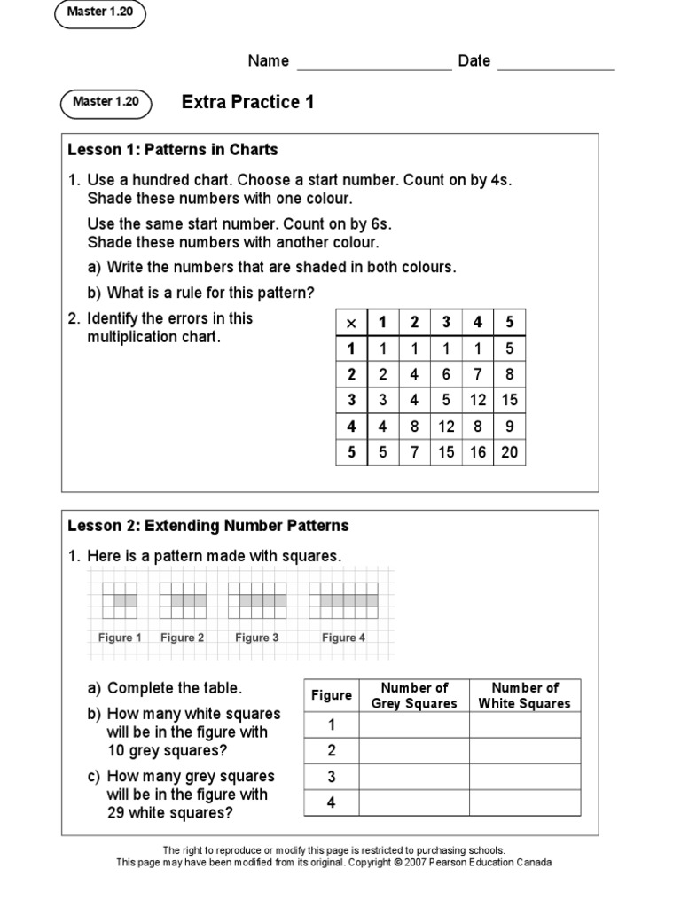 GR 4 Unit 1 Extra Practice | PDF | Equations | Mathematical Objects