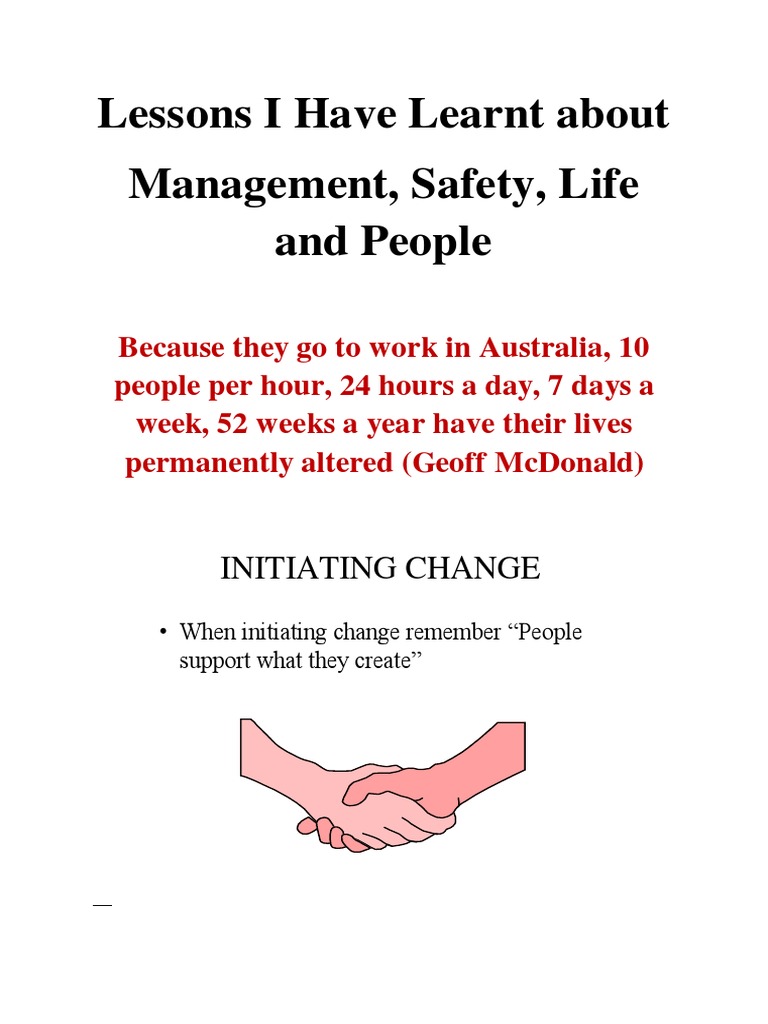 Lessons I Have Learnt About Management, Safety, Life and People | PDF ...