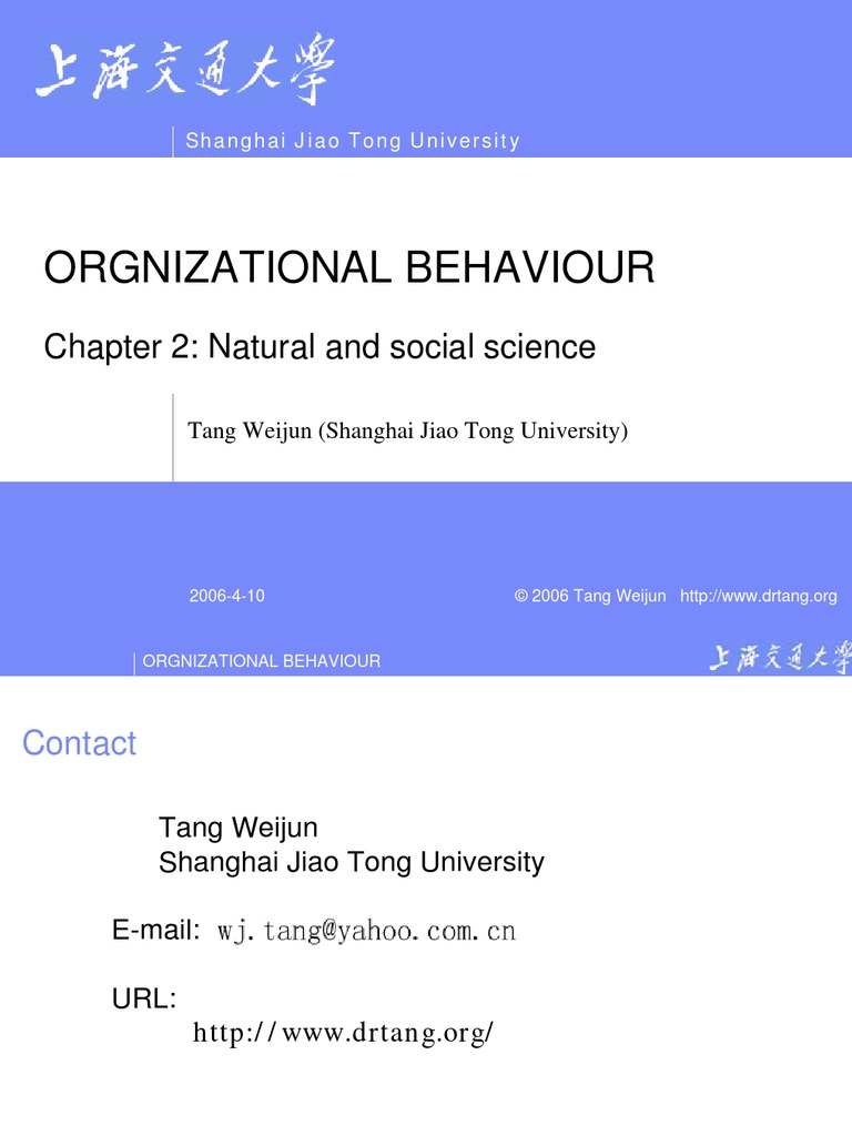 Orgnizational Behaviour: Chapter 2: Natural and Social Science | PDF ...