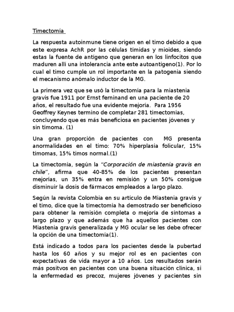 Timectomía | PDF | Timo | Cirugía