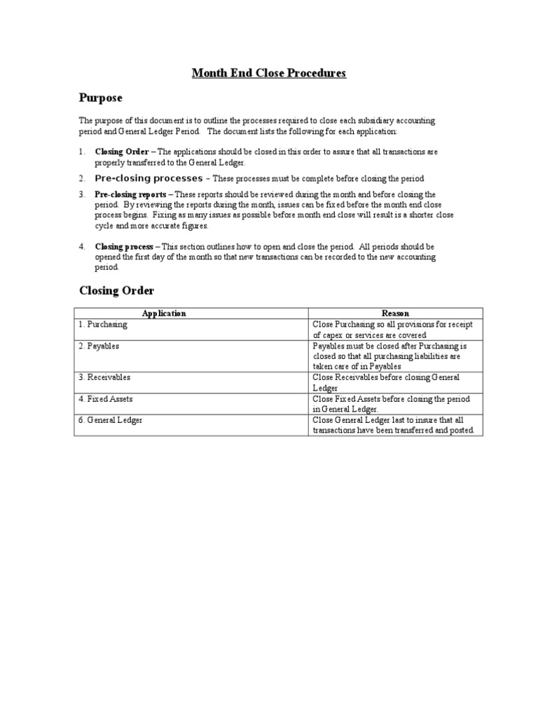 Month End Close Procedures Overview | PDF | Financial Transaction | Receipt