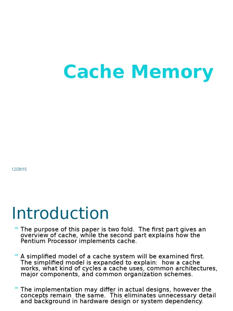 Cache Memory | PDF | Cpu Cache | Cache (Computing)