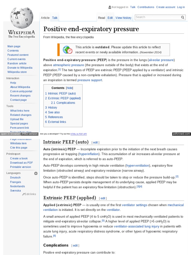 Positive End Expiratory Pressure | PDF | Respiratory System | Respiration