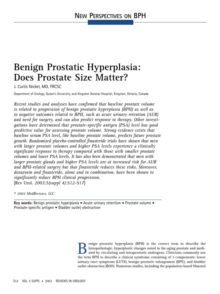 Benign Prostatic Hyperplasia: Does Prostate Size Matter?: N P BPH | PDF ...