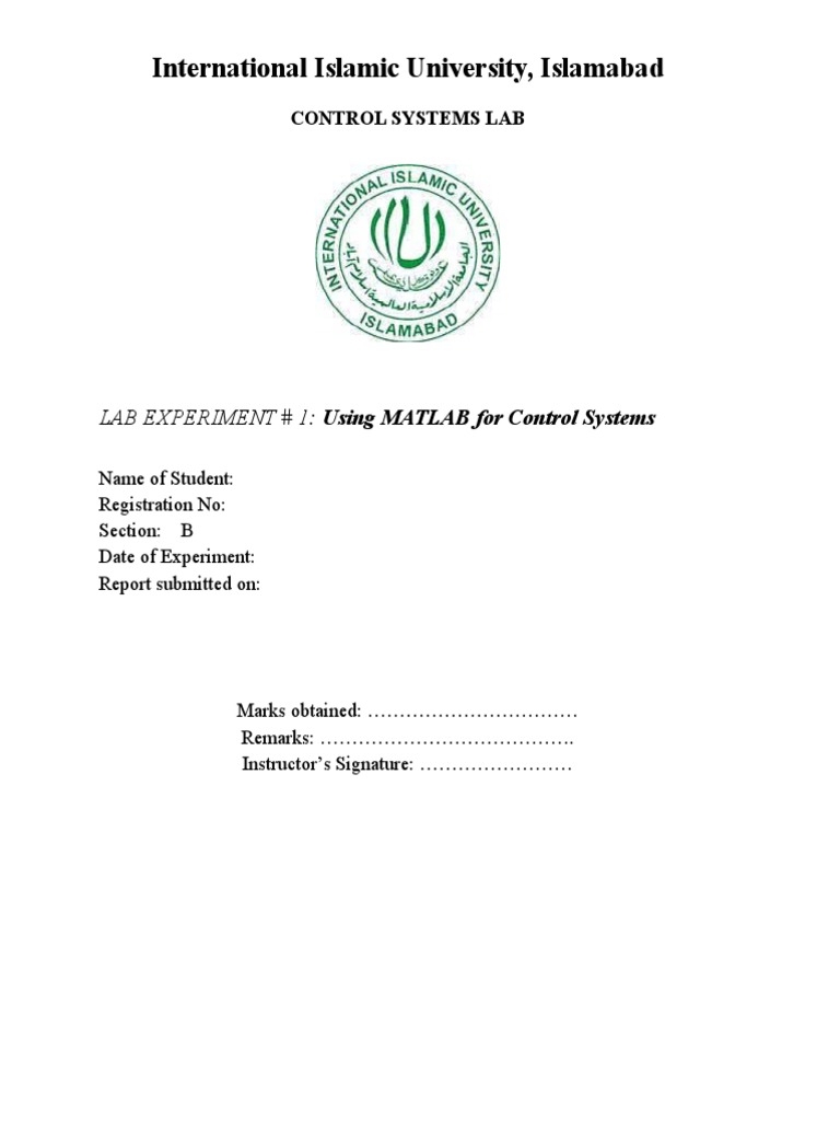 International Islamic University, Islamabad: LAB EXPERIMENT # 1: Using ...