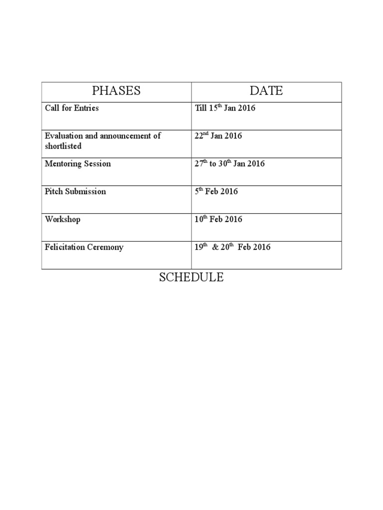 2016 Event Schedule and Phases | PDF
