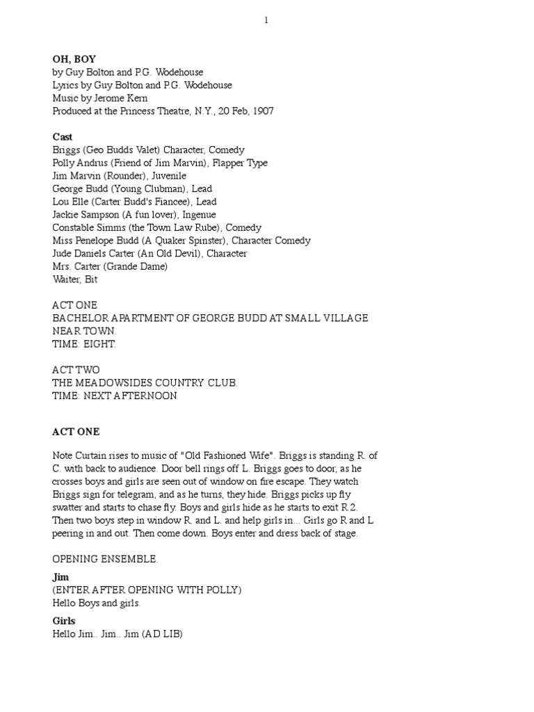 Oh Boy Script 1917 | PDF