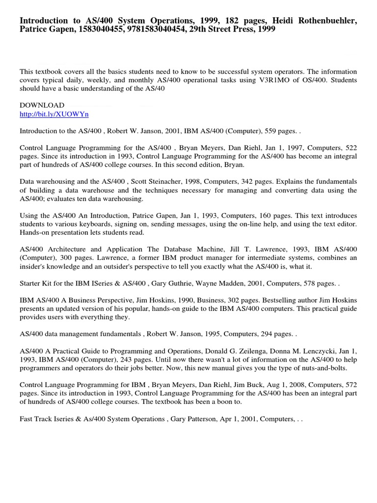 Introduction To As400 System Operations | PDF | Ibm System I | Data ...