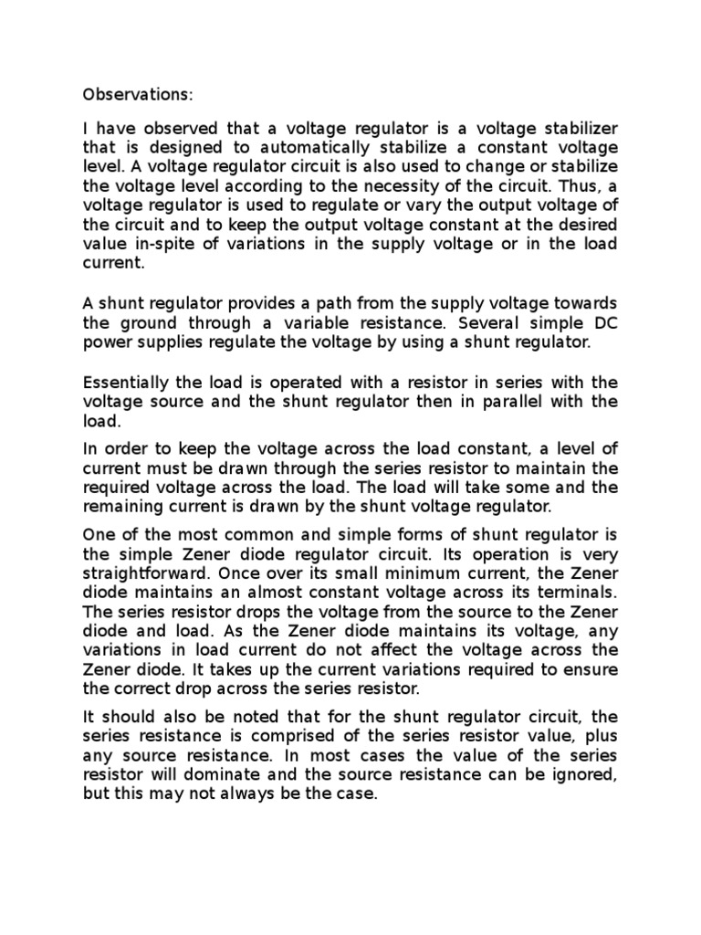 Observations | PDF | Series And Parallel Circuits | Electrical Circuits